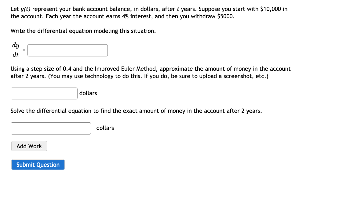 Solved Let y(t) represent your bank account balance, in | Chegg.com