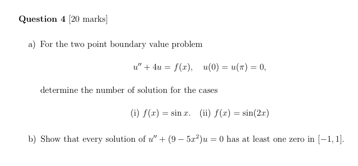 Solved A For The Two Point Boundary Value Problem