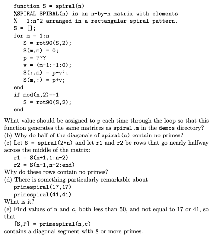 1.41. Prime spirals. A Ulam prime spiral is a plot of | Chegg.com
