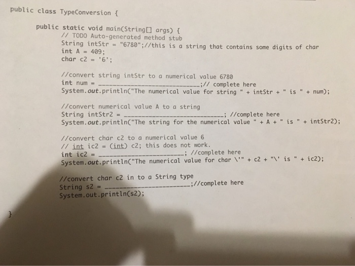 Solved public class TypeConversion public static void main | Chegg.com