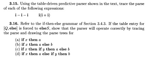 3.15. Using the table-driven predictive parser shown | Chegg.com