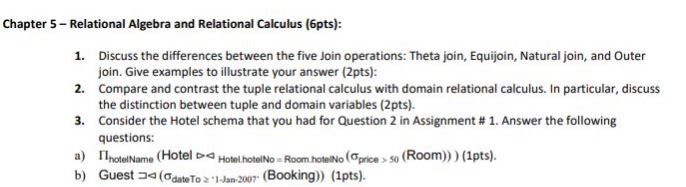 Solved apter 5 - Relational Algebra and Relational Calculus | Chegg.com