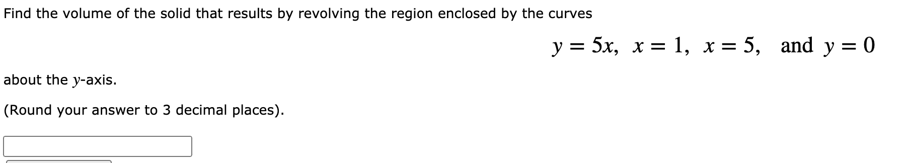 Solved Find the volume of the solid that results by | Chegg.com