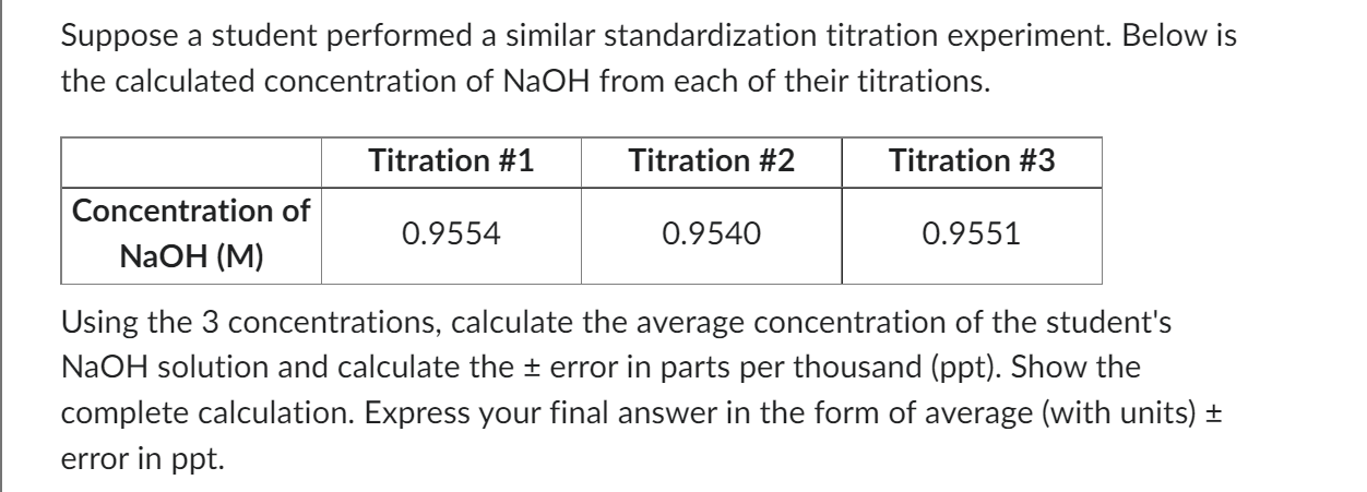 Solved A student performed three KHP titrations in Part 1 in | Chegg.com