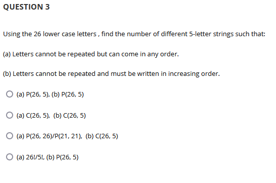 Solved Using the 26 lower case letters, find the number of | Chegg.com