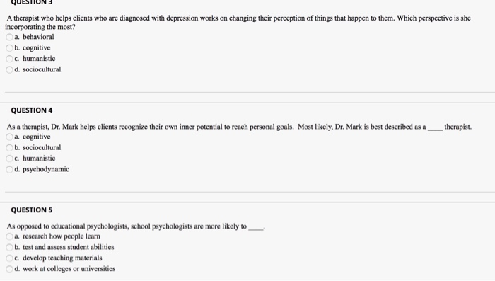 Solved A therapist who helps clients who are diagnosed with | Chegg.com