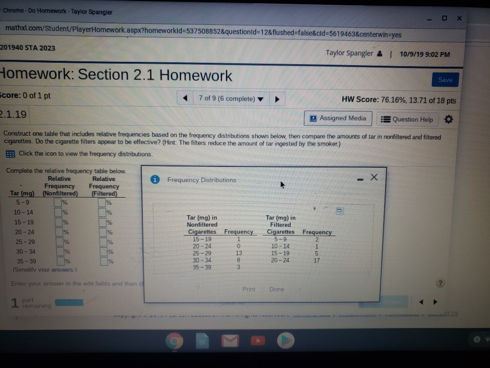 Solved Chrome - Do Homework - Taylor Spangler - D x | Chegg.com
