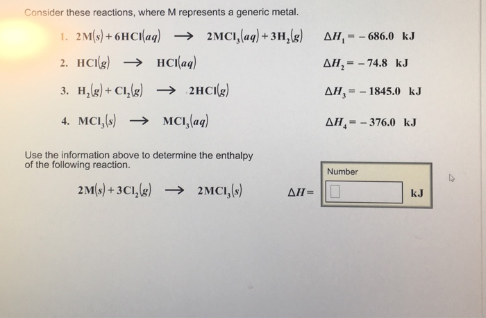 Solved Consider these reactions, where M represents a | Chegg.com