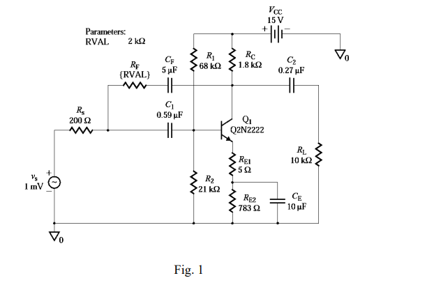 Figure 1 shows a common emitter amplifier with | Chegg.com