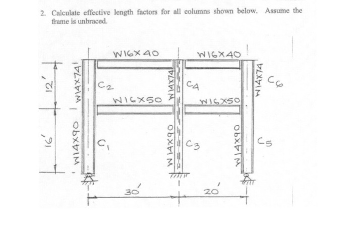 Solved 2. Calculate effective length factors for all columns | Chegg.com