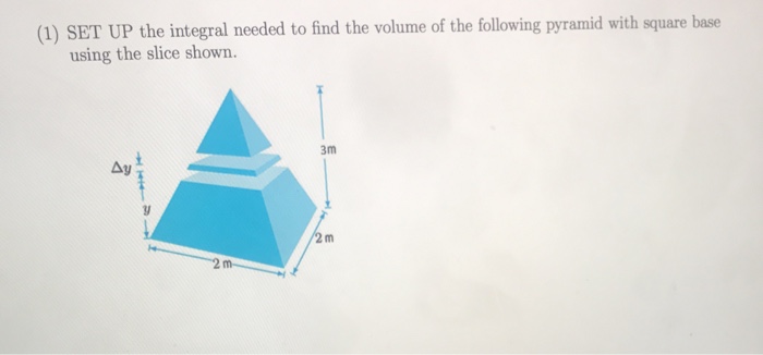 Solved (1) SET UP the integral needed to find the volume of | Chegg.com
