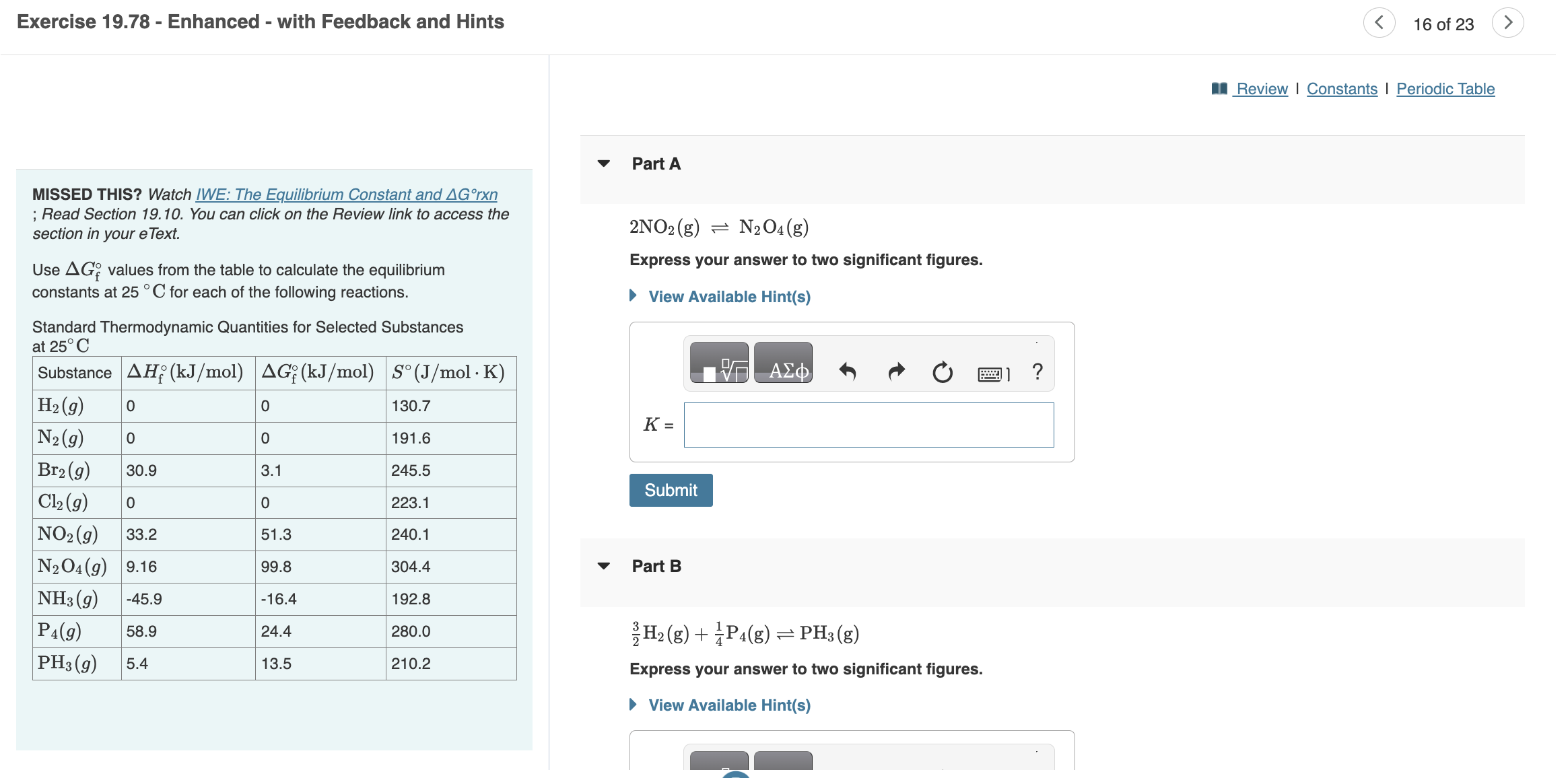 Solved MISSED THIS? Watch IWE: The Equilibrium Constant and | Chegg.com