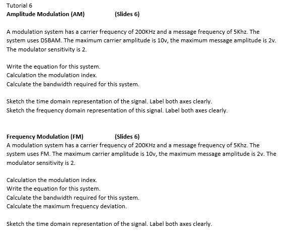 Solved Tutorial 6Amplitude Modulation (AM)(Slides 6)A | Chegg.com