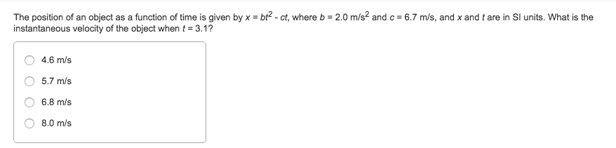 Solved The Position Of An Object As A Function Of Time Is