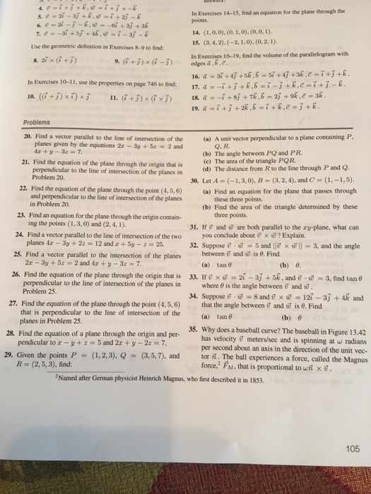 Solved Find A Vector Parallel Lo The Line Of Intersection Of