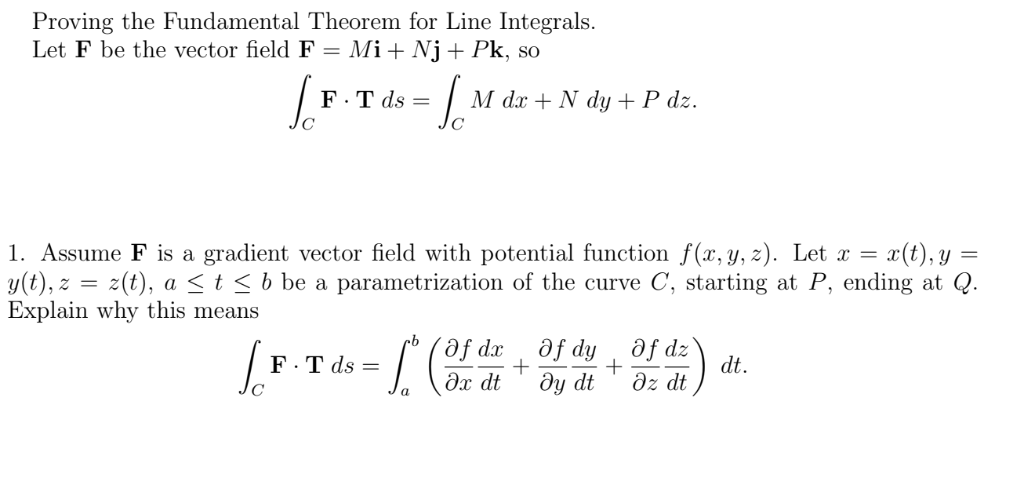 Solved Proving the Fundamental Theorem for Line Integrals | Chegg.com
