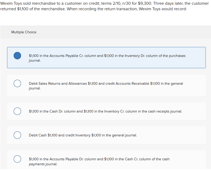 Solved Wexim Toys sold merchandise to a customer on credit, | Chegg.com