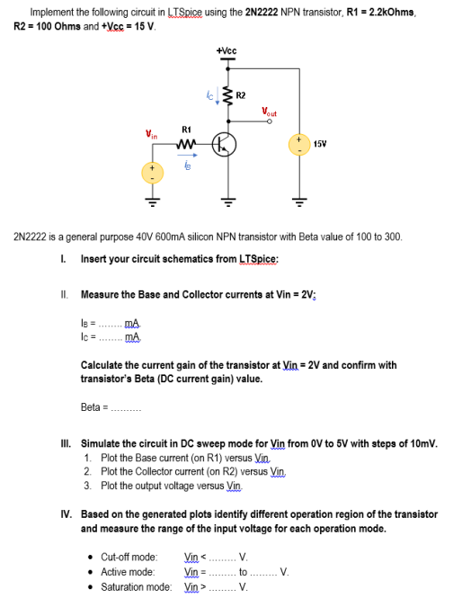 Solved Implement the following circuit in LTSpice using the | Chegg.com