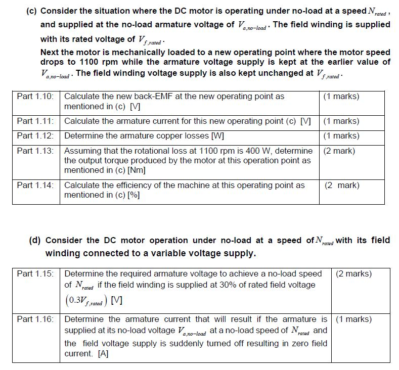 Solved Task 1 (30 Marks) rated When the DC motor is made to | Chegg.com