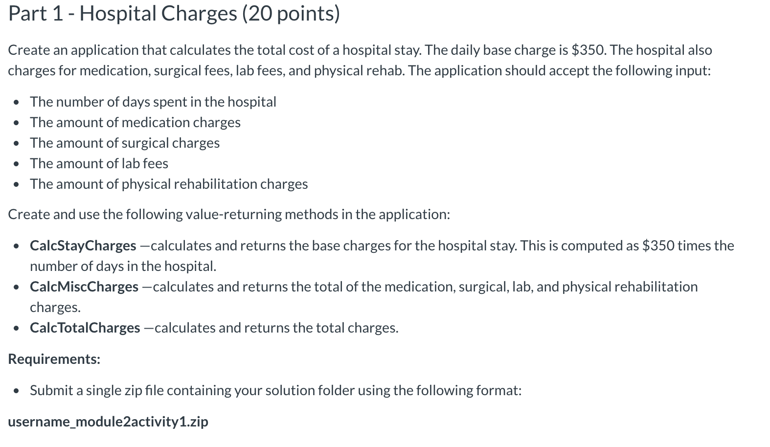 Solved Part 1 - Hospital Charges (20 points) Create an | Chegg.com