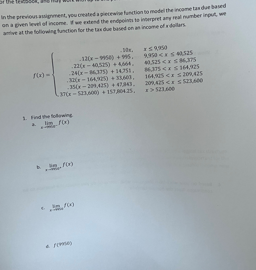 Solved In the previous assignment, you created a piecewise | Chegg.com