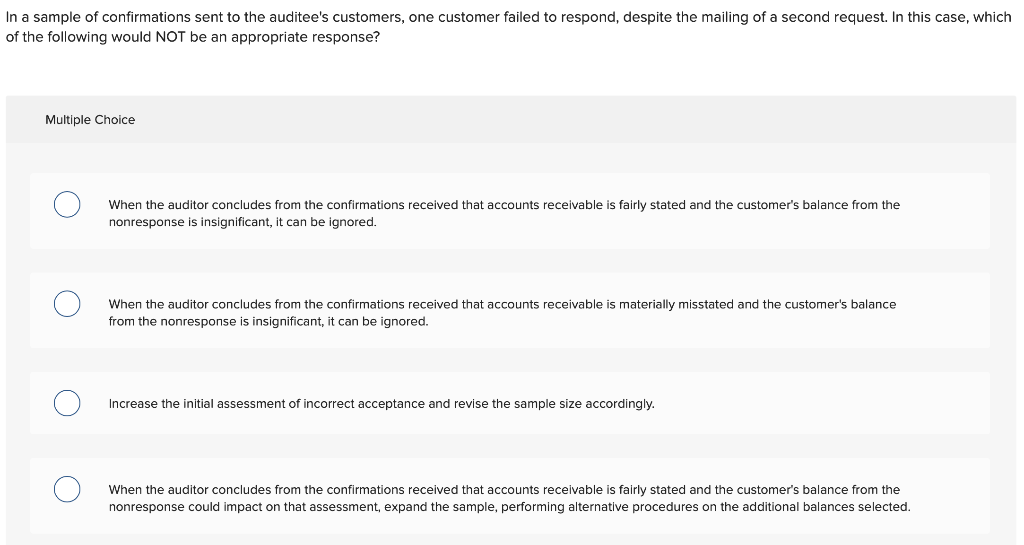 Solved The test of sufficiency is Multiple Choice The | Chegg.com