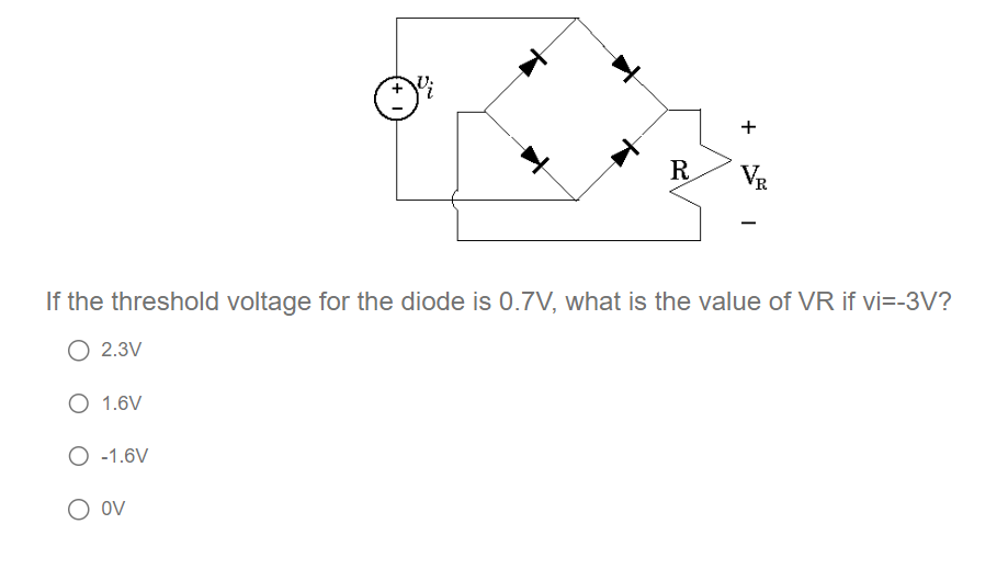 Solved If the threshold voltage for the diode is 0.7 V, what | Chegg.com