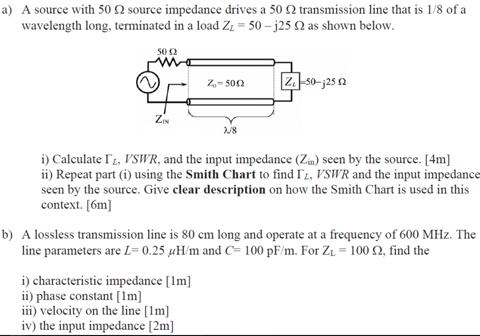 Solved A source with 50Ω source impedance drives a 50Ω | Chegg.com
