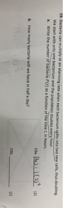 Solved 19. Bacteria can multiply at an alarming rate when | Chegg.com