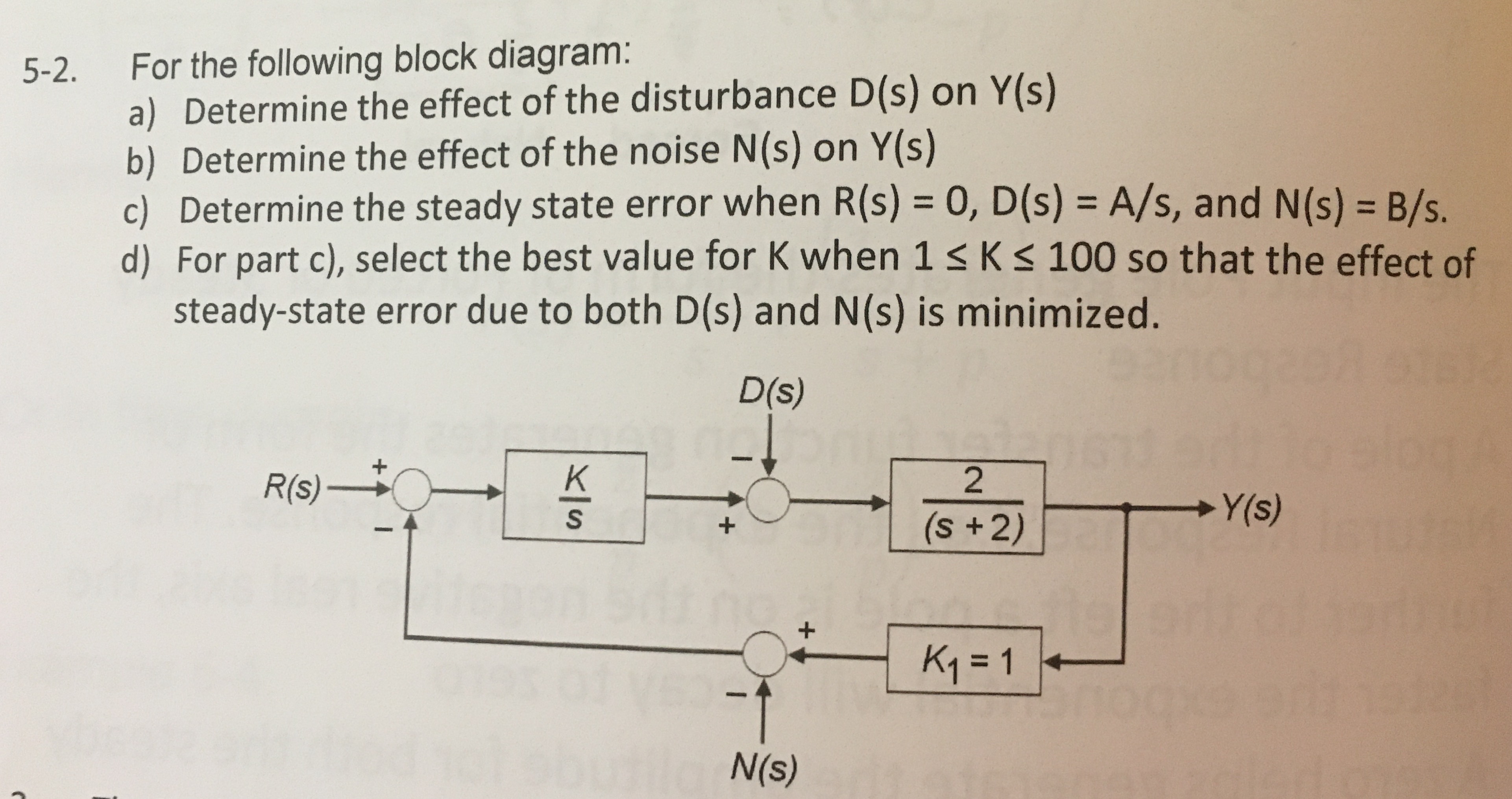 Solved 5-2 For the following block diagram: a) Determine the | Chegg.com