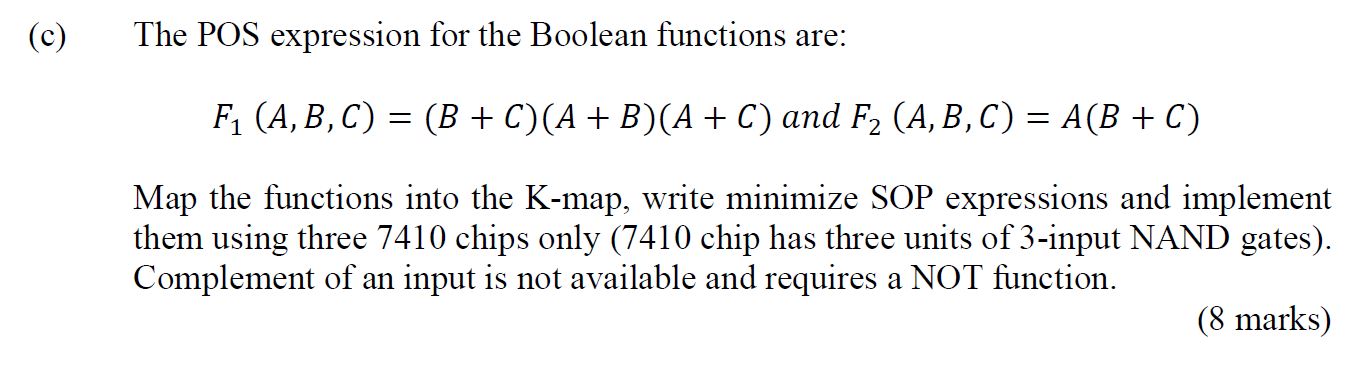 Solved (c) The POS expression for the Boolean functions are: | Chegg.com