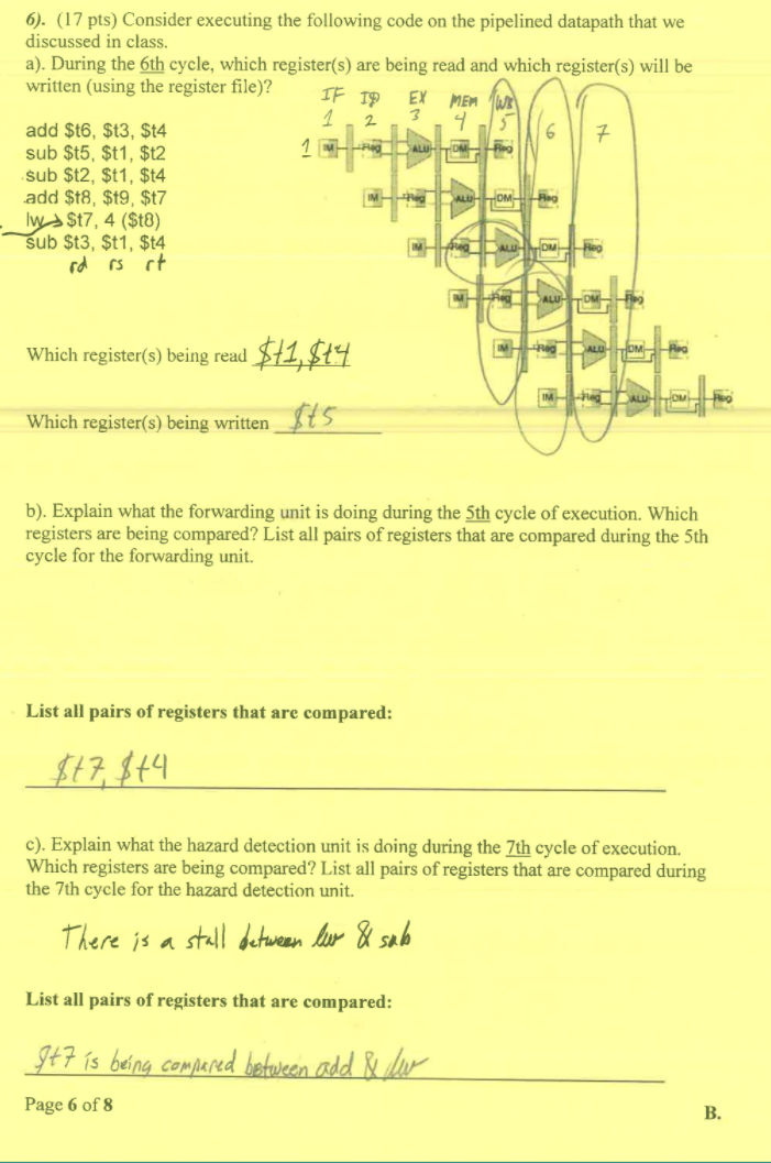 Solved 7 6). (17 pts) Consider executing the following code | Chegg.com