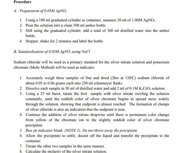 Solved Experiment #7 Determination of Chloride Ion in | Chegg.com