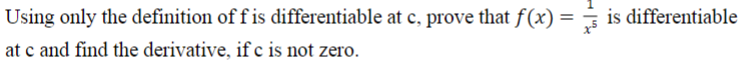Solved Using only the definition of f is differentiable at | Chegg.com