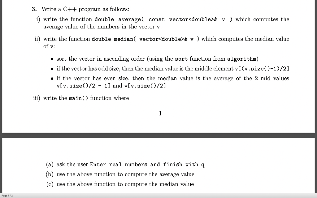 Solved Page 1/2 3. Write a C++ program as follows: i) write | Chegg.com