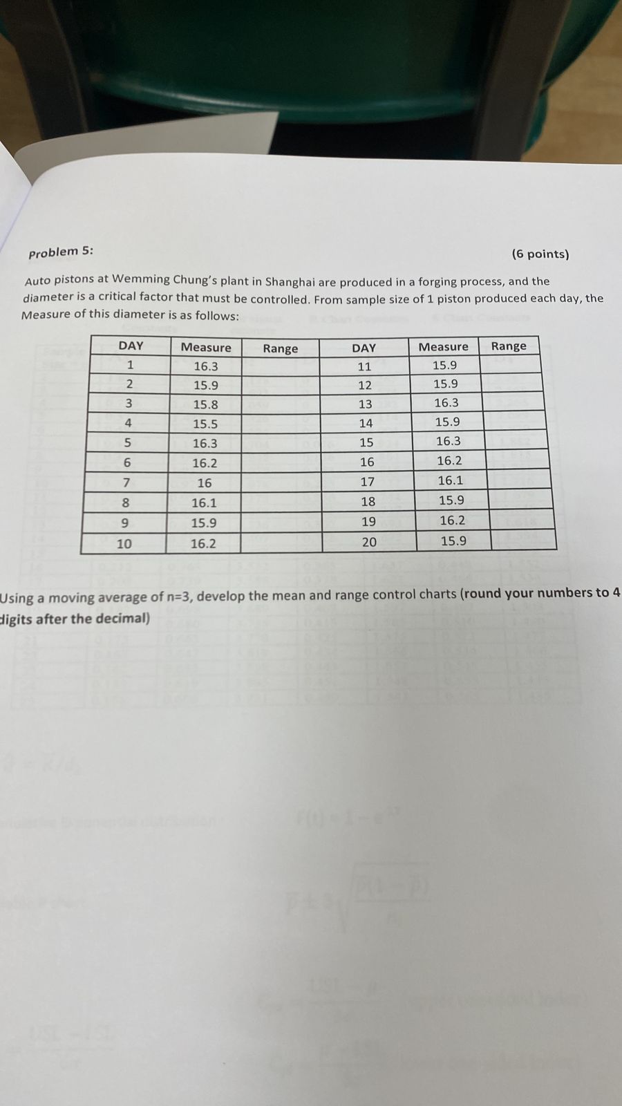 Solved urgent Problem 5:(6 ﻿points)Auto pistons at Wemming | Chegg.com