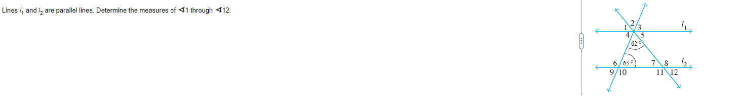 Solved Lines I1 and I2 are parallel lines. Determine the | Chegg.com