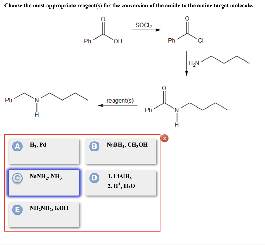 Solved Choose the most appropriate reagent(s) for the | Chegg.com