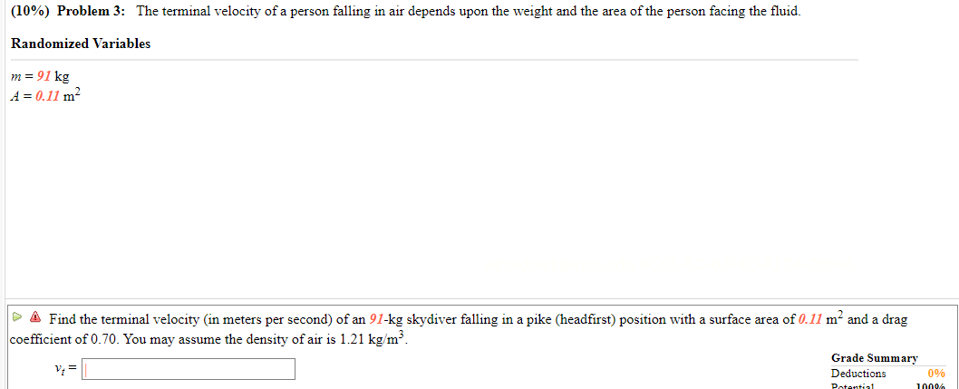 Solved 10 Problem 3 The Terminal Velocity Of A Person