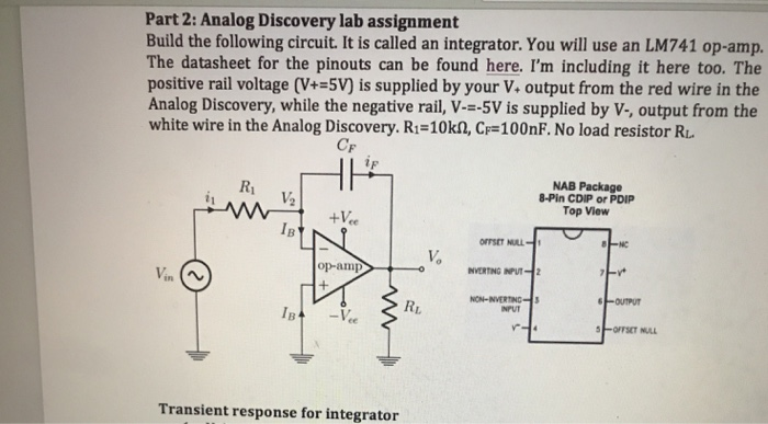 Solved Part 2: Analog Discovery lab assignment Build the | Chegg.com