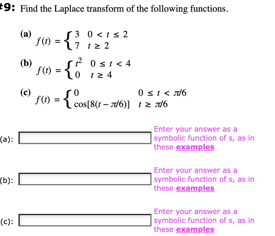 Solved Find the Laplace transform of the following | Chegg.com