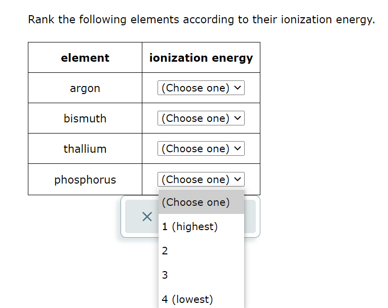 Solved Rank the following elements according to their | Chegg.com