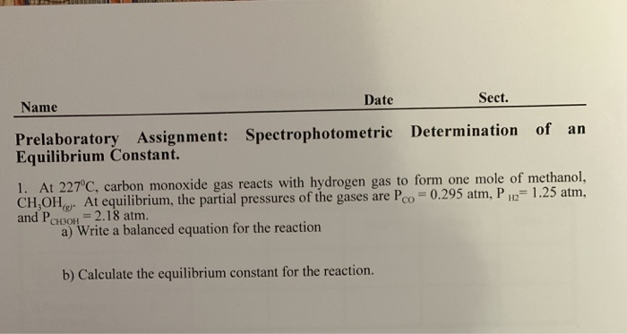 Solved Date Sect. Name Prelaboratory Assignment: | Chegg.com