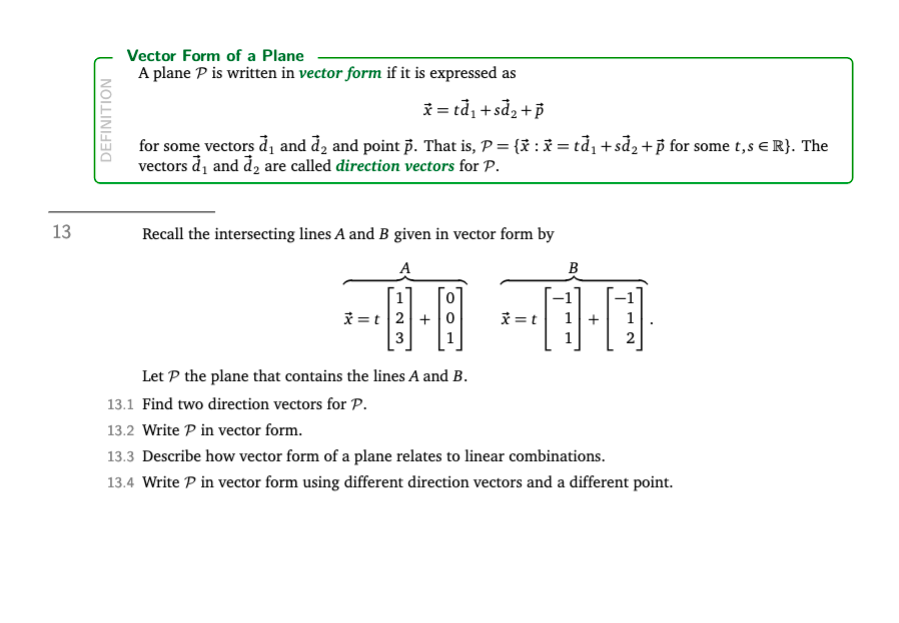 Solved Vector Form of a Plane A plane P is written in vector | Chegg.com