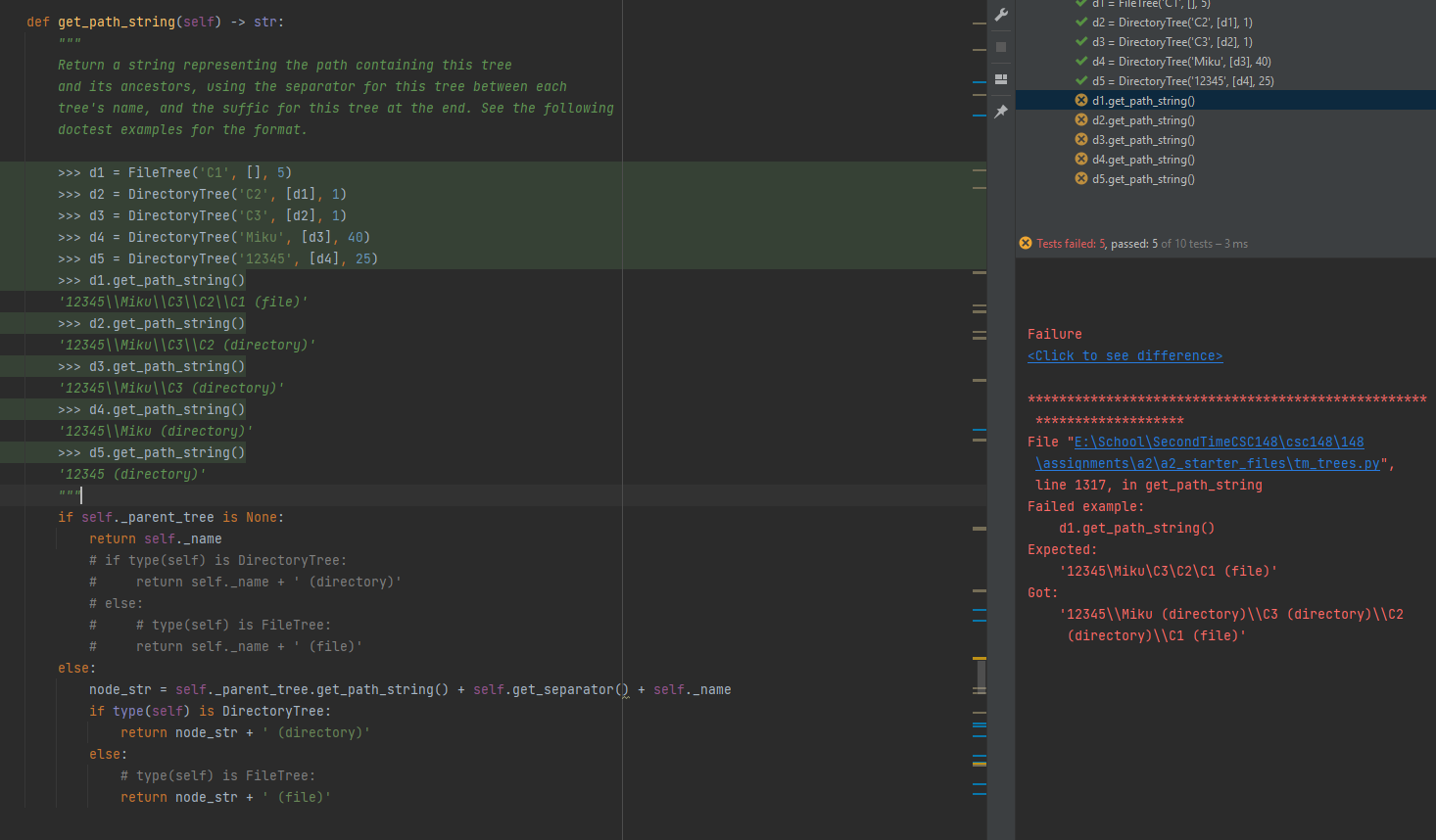 Solved I want to achieve the doc string. In which with my | Chegg.com