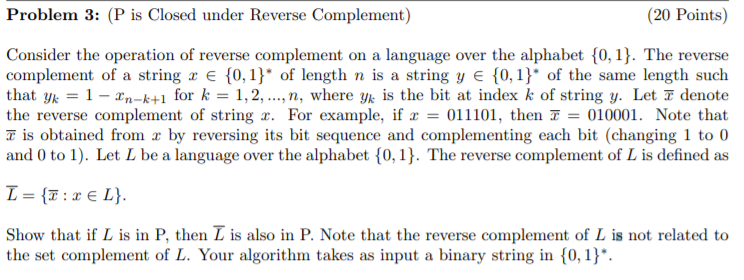 Consider the operation of reverse complement on a | Chegg.com