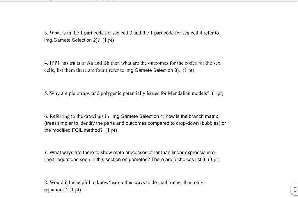 Solved img. Gamete Selection 1 Given: The parent cell has | Chegg.com