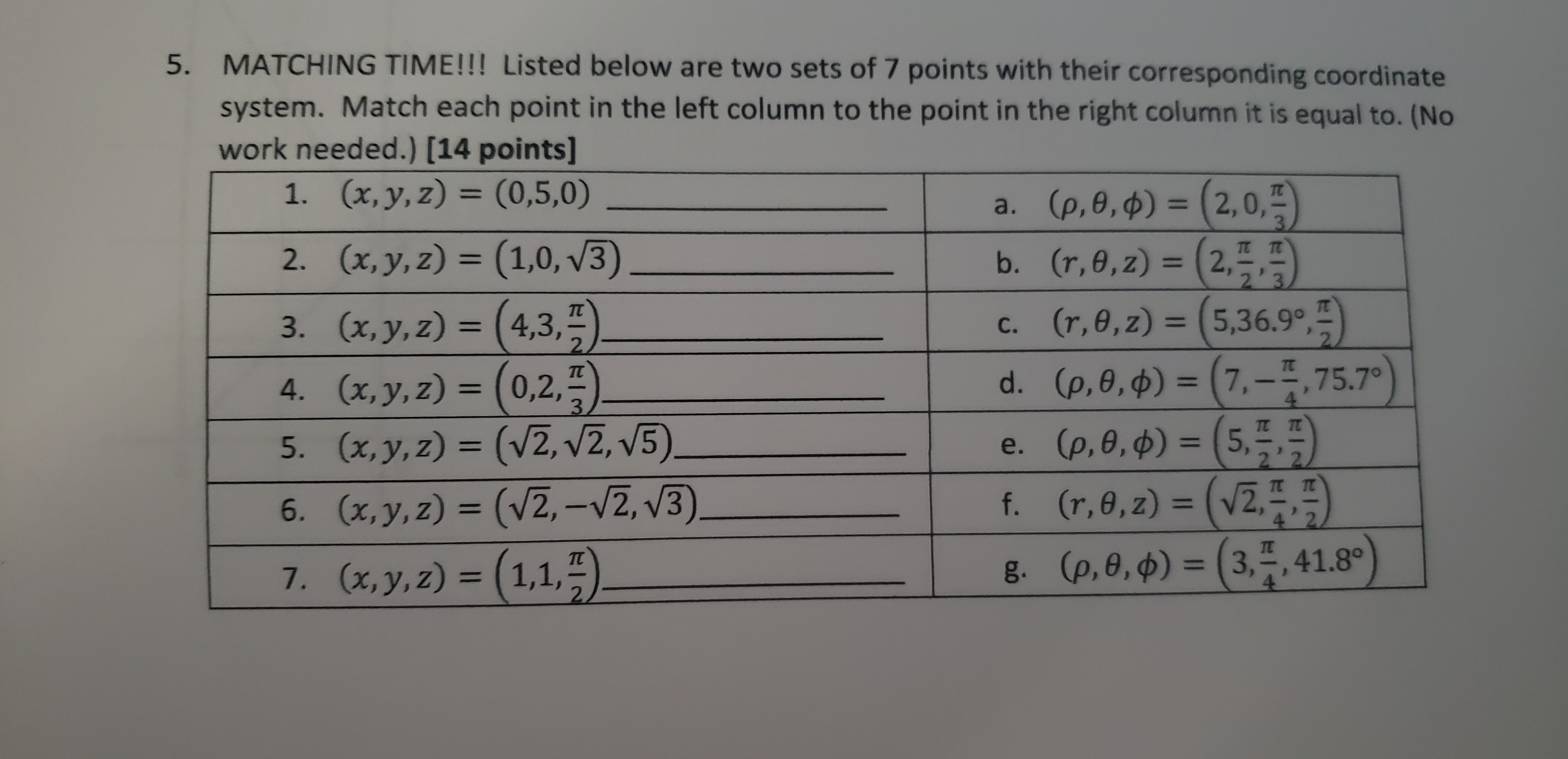 Solved MATCHING TIME!!! Listed below are two sets of 7 | Chegg.com