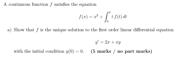 Solved A continuous function f satisfies the equation f(1) = | Chegg.com