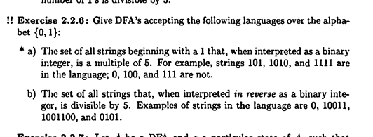 !! Exercise 2.2.6: Give DFA's accepting the following | Chegg.com